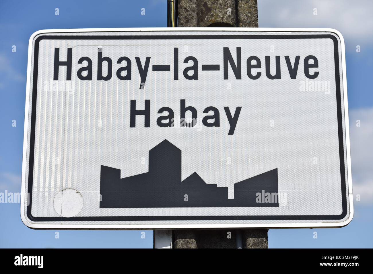 Illustration shows the name of the Habay-la-Neuve Habay municipality on ...