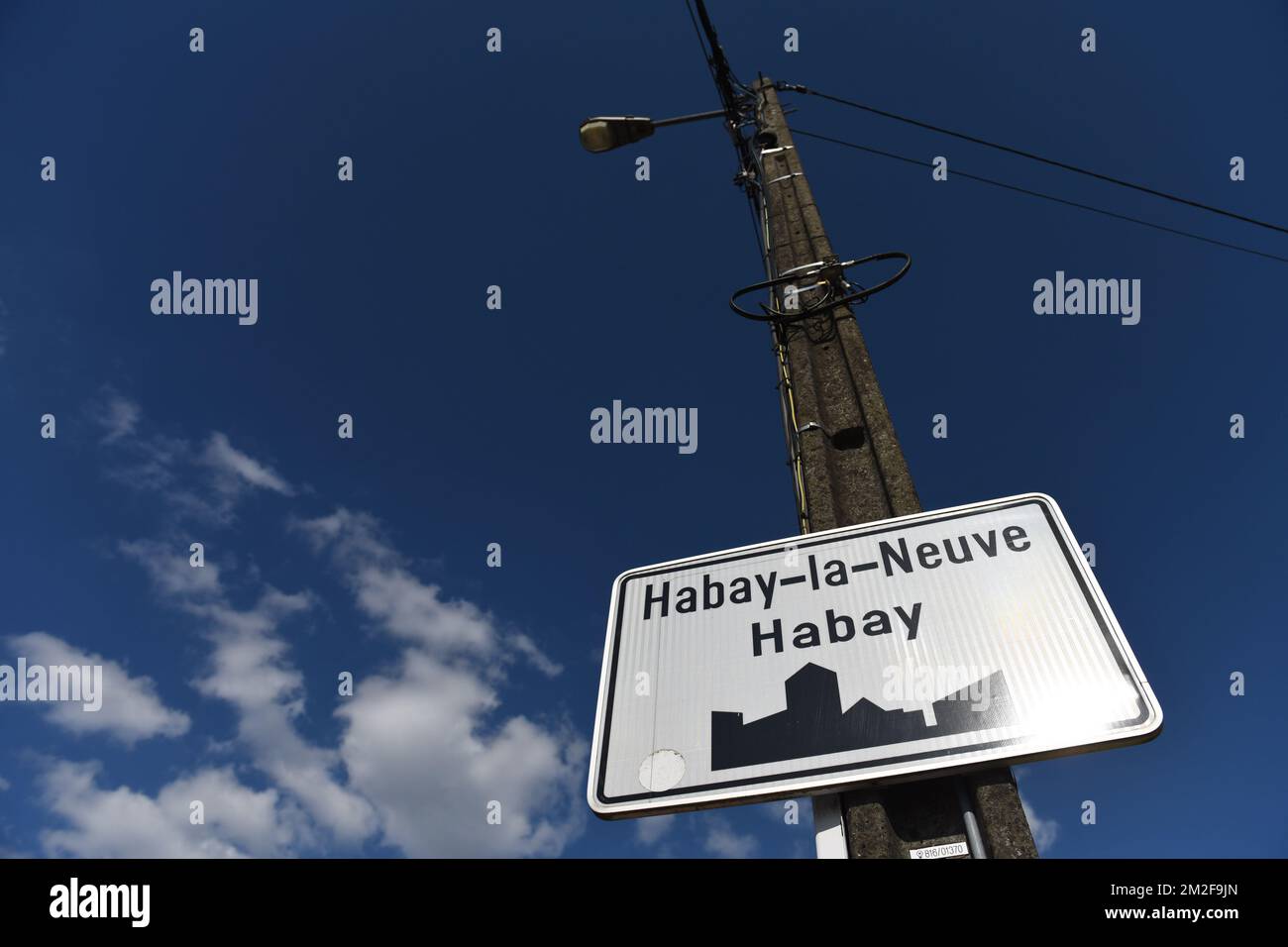 Illustration shows the name of the Habay-la-Neuve Habay municipality on ...