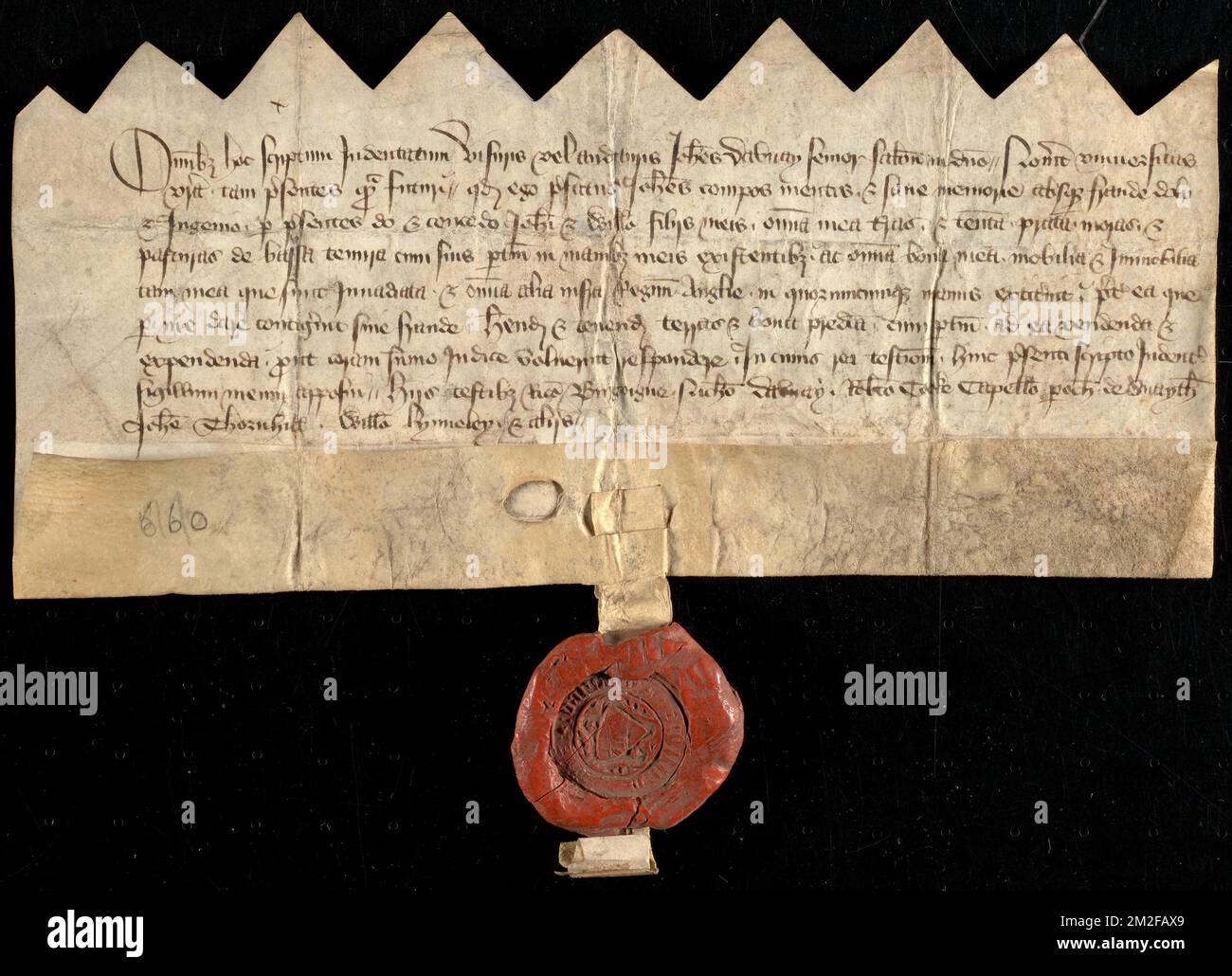 Deed of John Davnay, ca. 1600, granting all his lands, tenements and ...