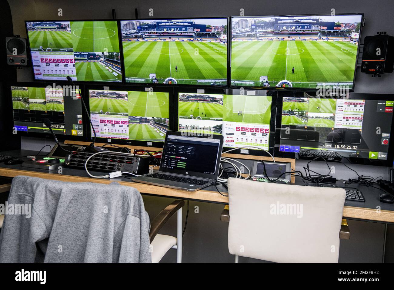Illustration picture shows the inside of the Video Assistant Referee ...