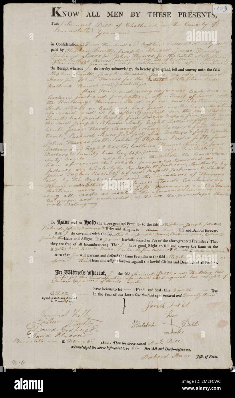 Deed of property in Chatham sold to Stephen Smith, Joseph Atwood ...