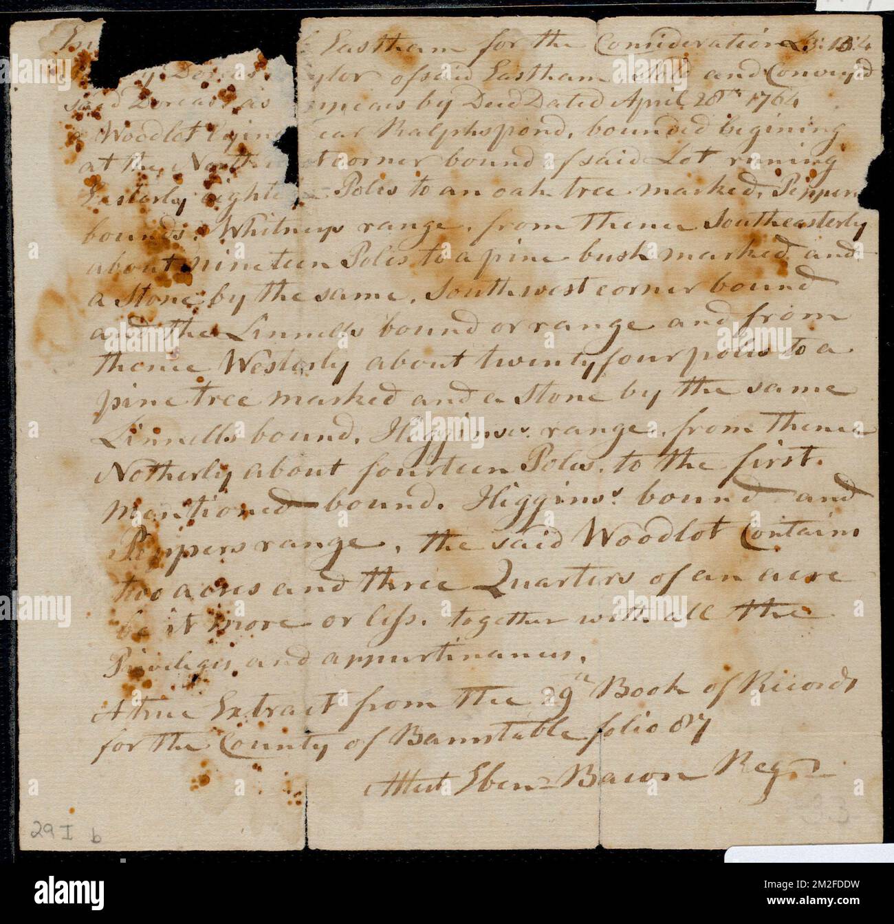 Deed of property in Eastham sold to Dorcas Taylor of Eastham by Enos ...