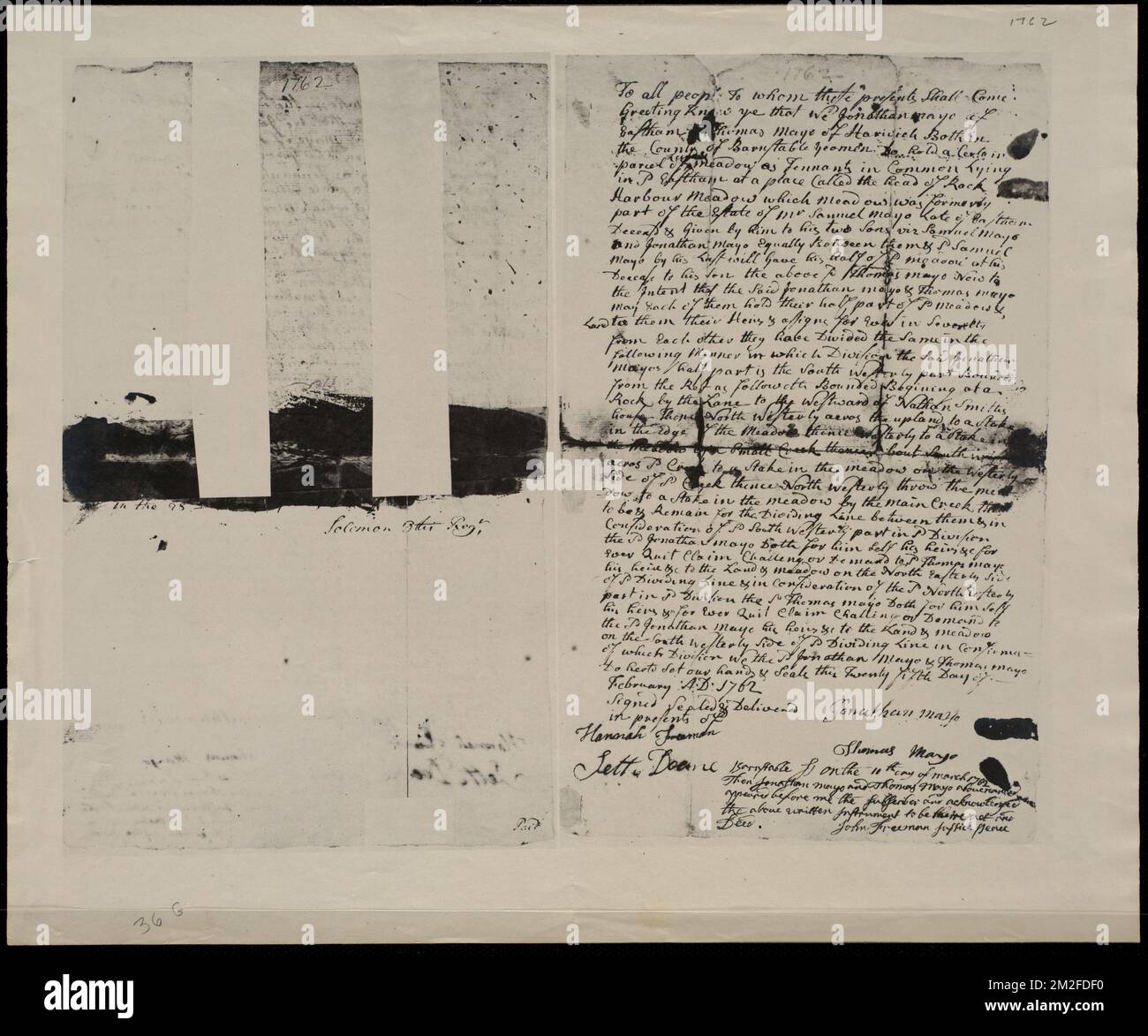 Deed of property in Eastham sold to (division of land left by Samuel ...