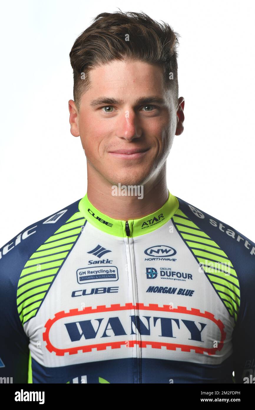 Belgian Tom Devriendt of Wanty-Groupe Gobert poses for the photographer ...