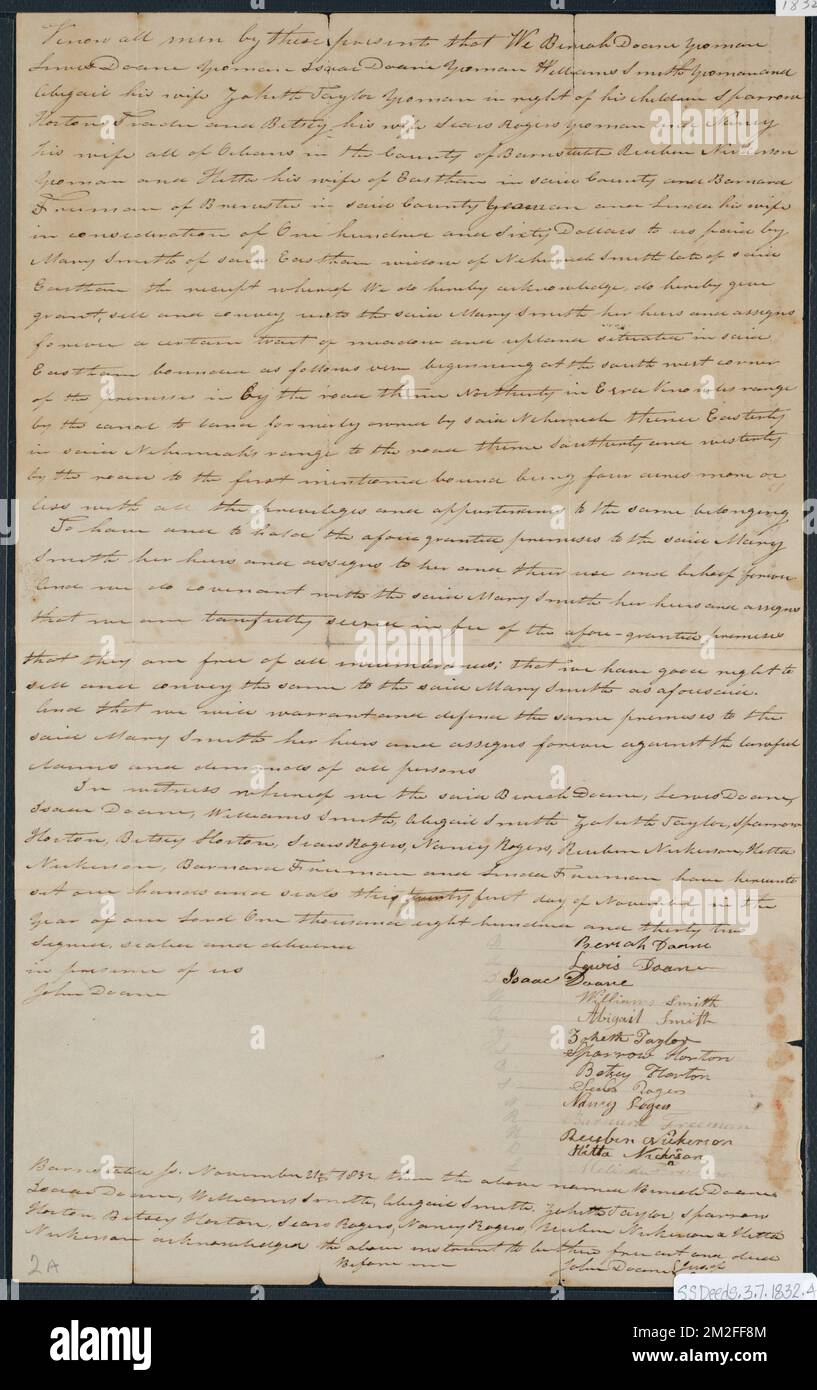 Deed of property in Eastham sold to Mary Smith of Eastham by Beriah ...