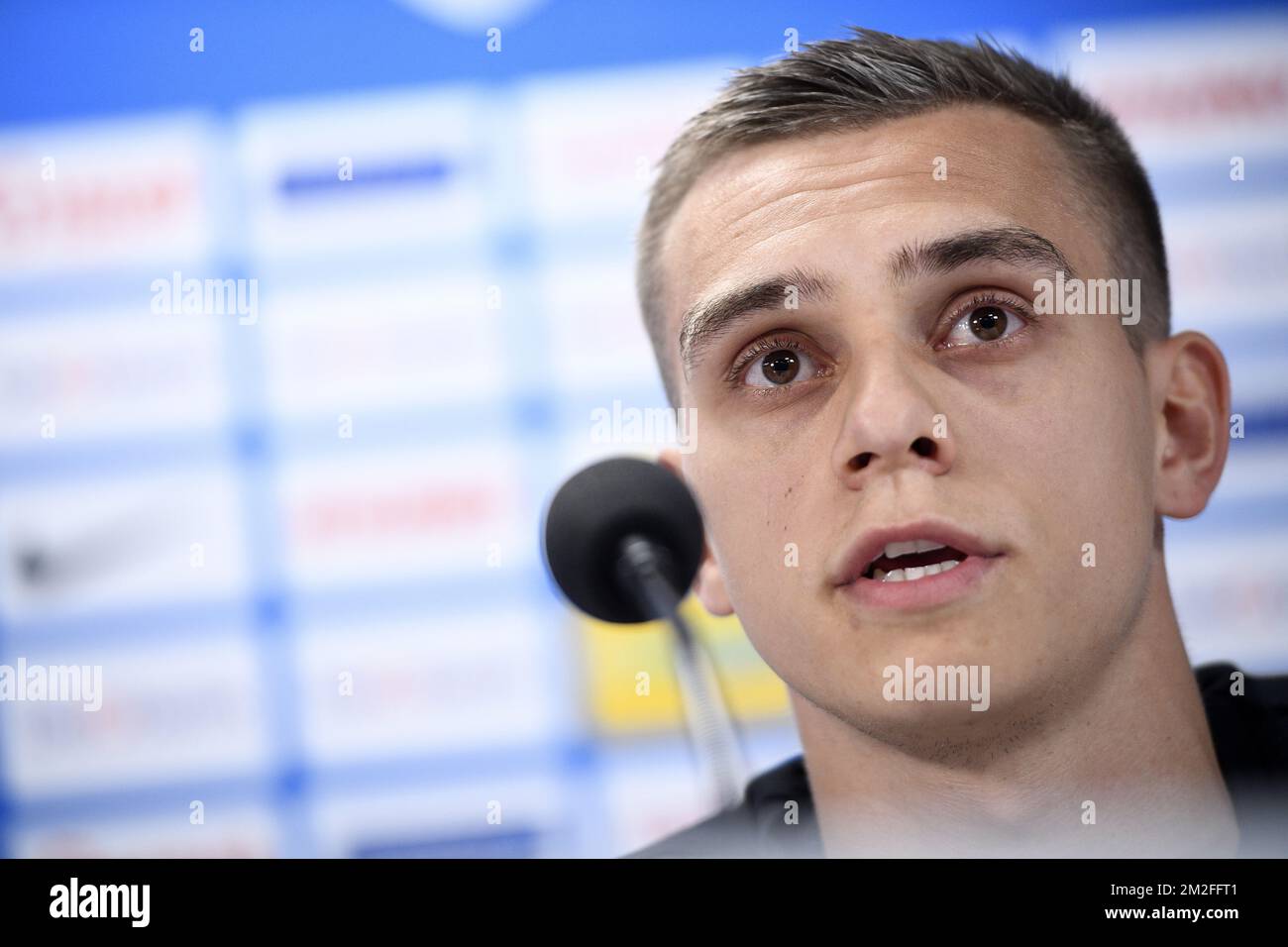 Genk's Leandro Trossard pictured during a press conference of Belgian ...