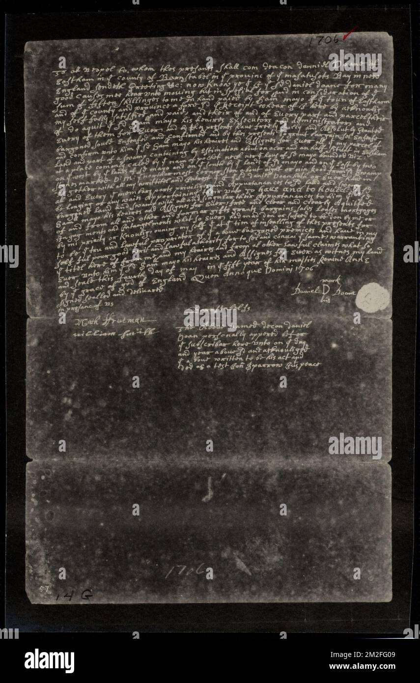 Deed of property in Eastham sold to Samuel Mayo of Eastham by Daniel ...