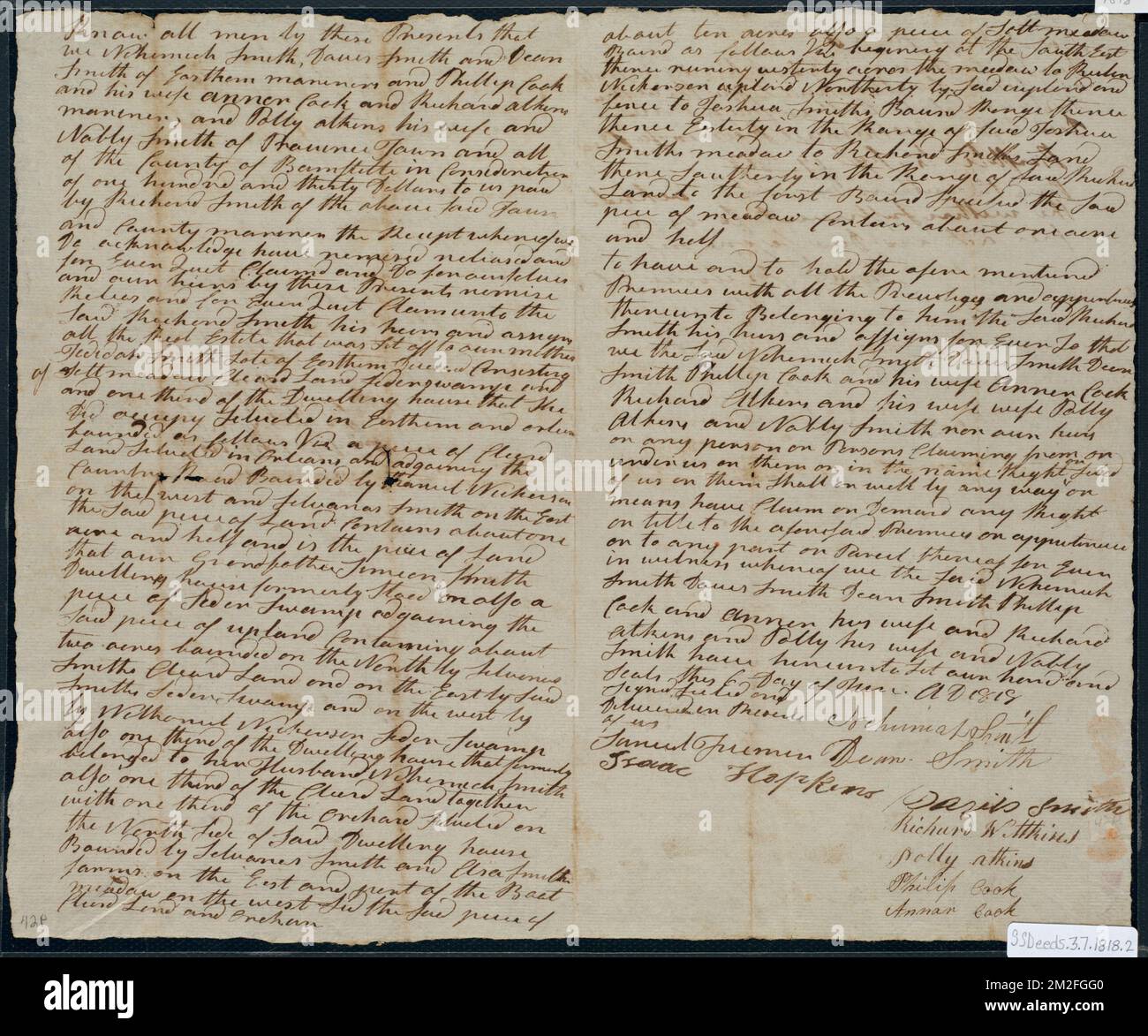 Deed of property in Eastham/Orleans sold to Richard Smith of Eastham ...