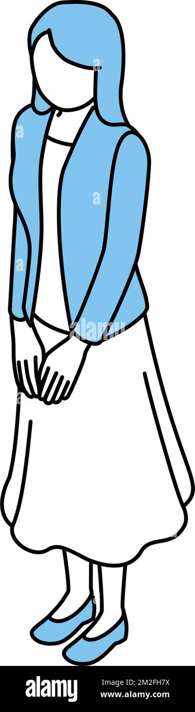 Line drawing of a simple woman dressed in office casual attire Stock ...