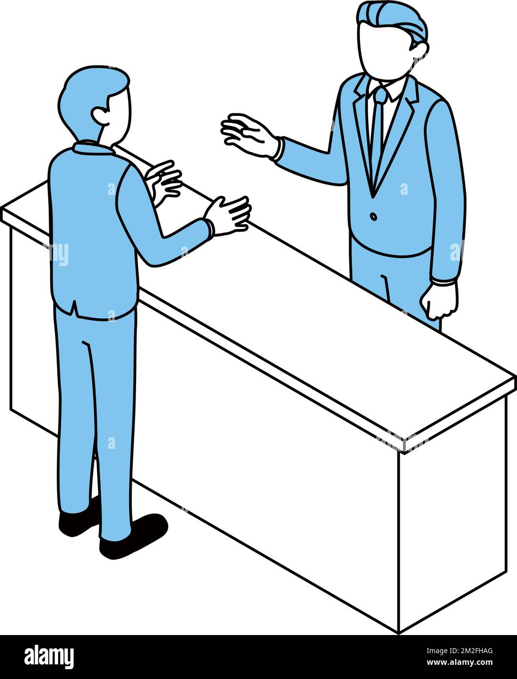 Employee staff man handling a customer at the reception counter Stock ...