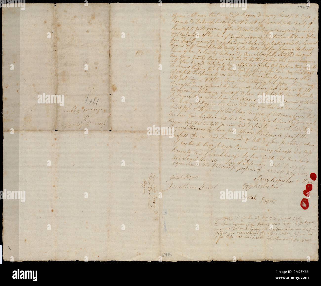 Deed of property in Harwich sold to Samuel Higgins by Crisp Rogers ...