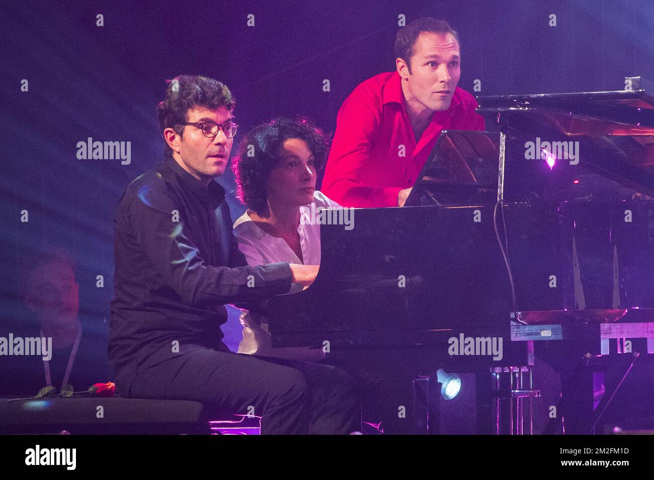 MNM Trio performs on stage at the concert with winners of the 15th ...