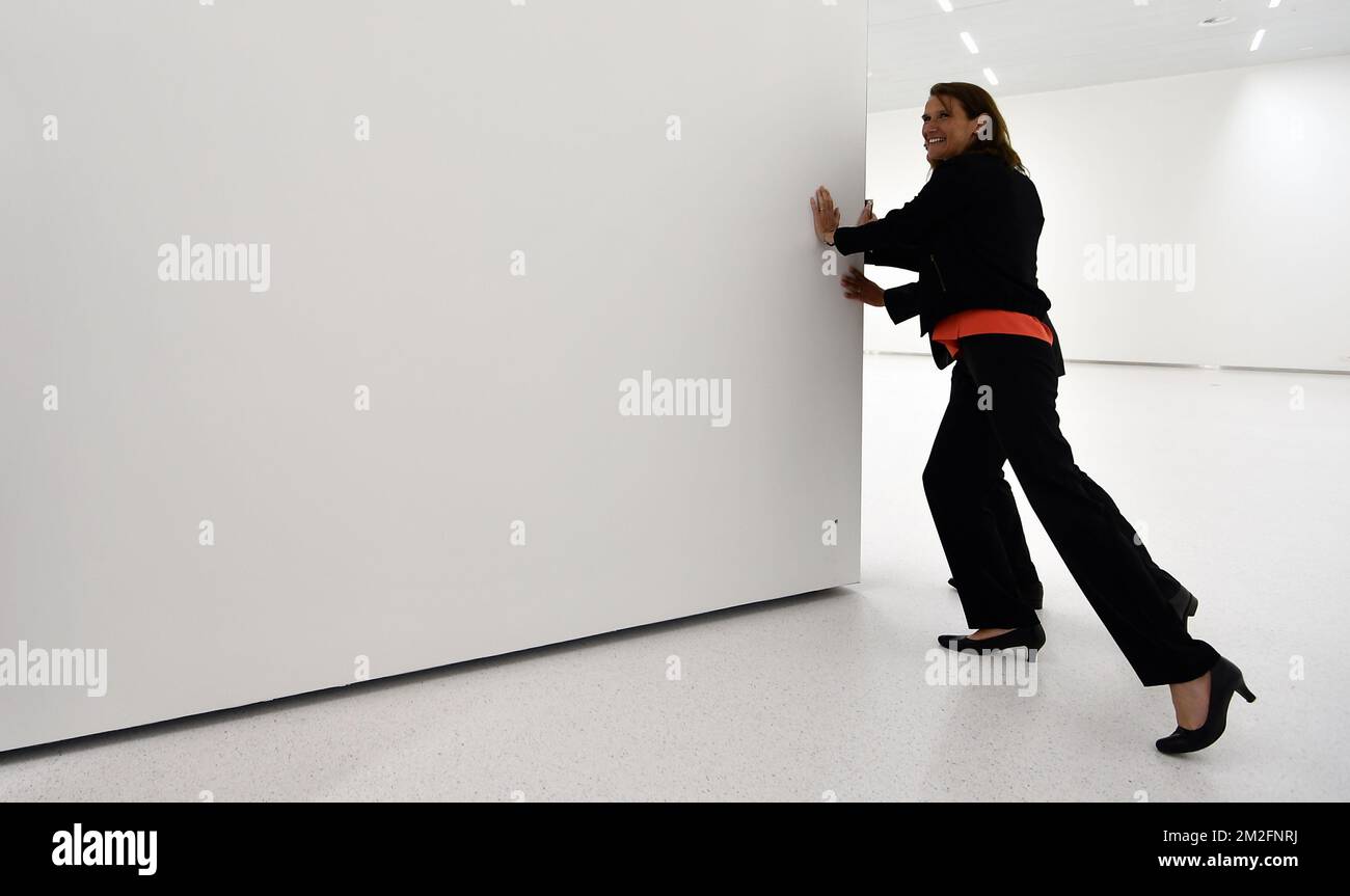 Minister of Budget Sophie Wilmes pictured during a press visit to the ...