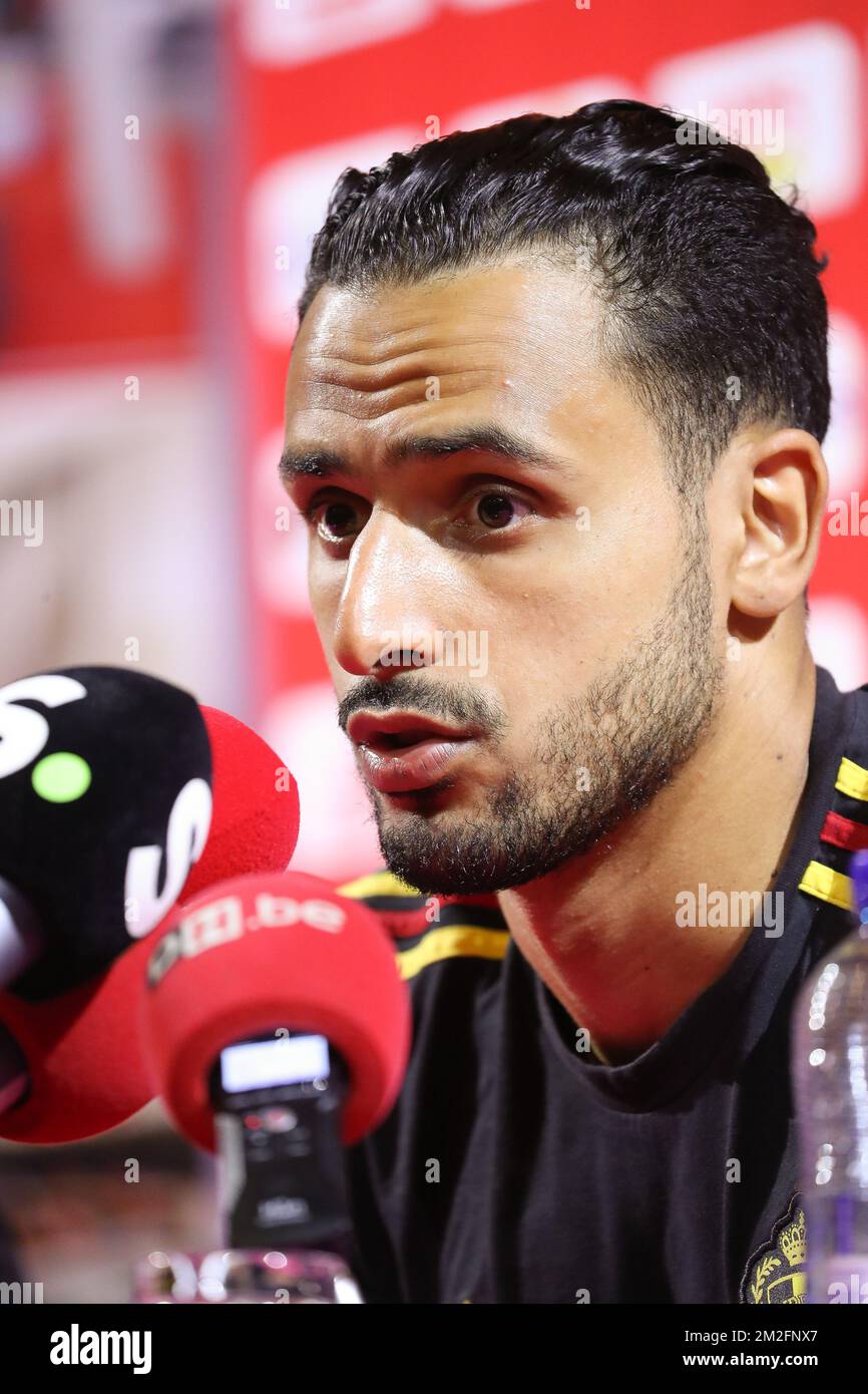 Belgium's Nacer Chadli pictured during a press contact with some ...