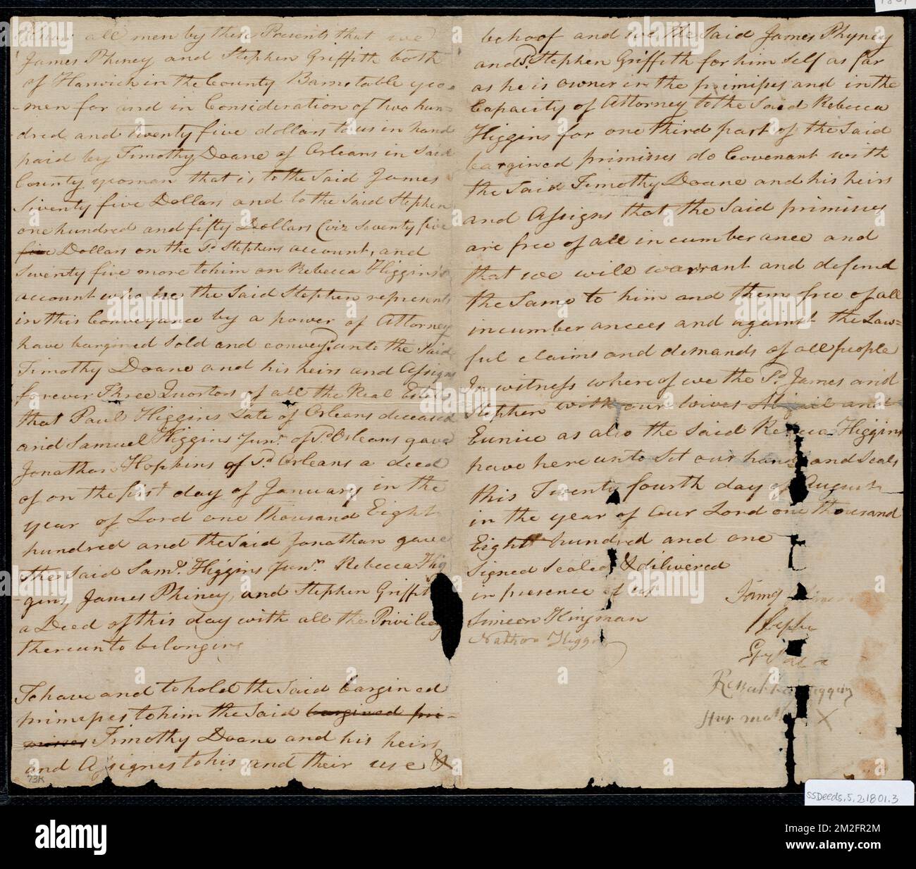 Deed of property in Orleans sold to Timothy Doane by James Phiney and ...