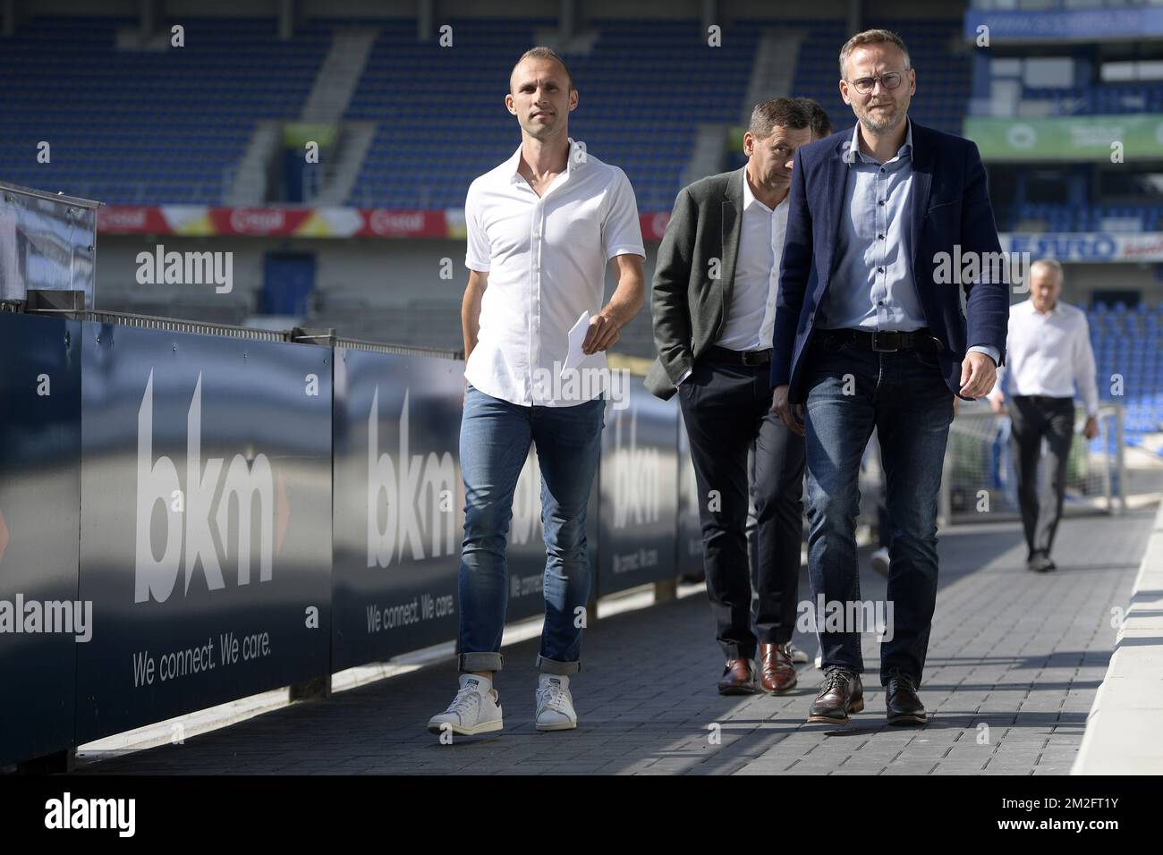 Genk's Thomas Buffel and Genk's chairman Peter Croonen pictured before the start of a press ...
