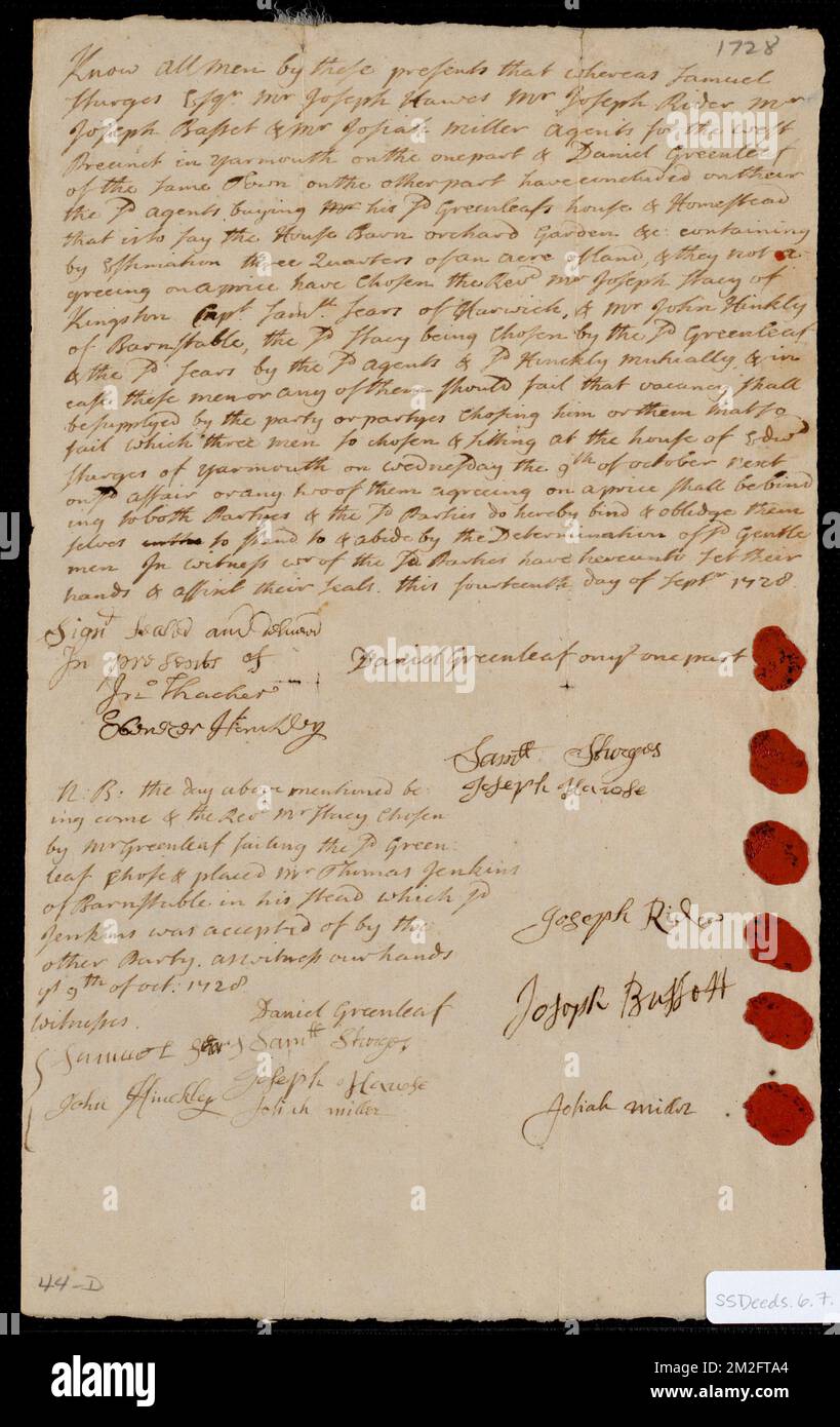 Deed of property in Yarmouth sold to Samuel Sturges, Joseph Hawes ...