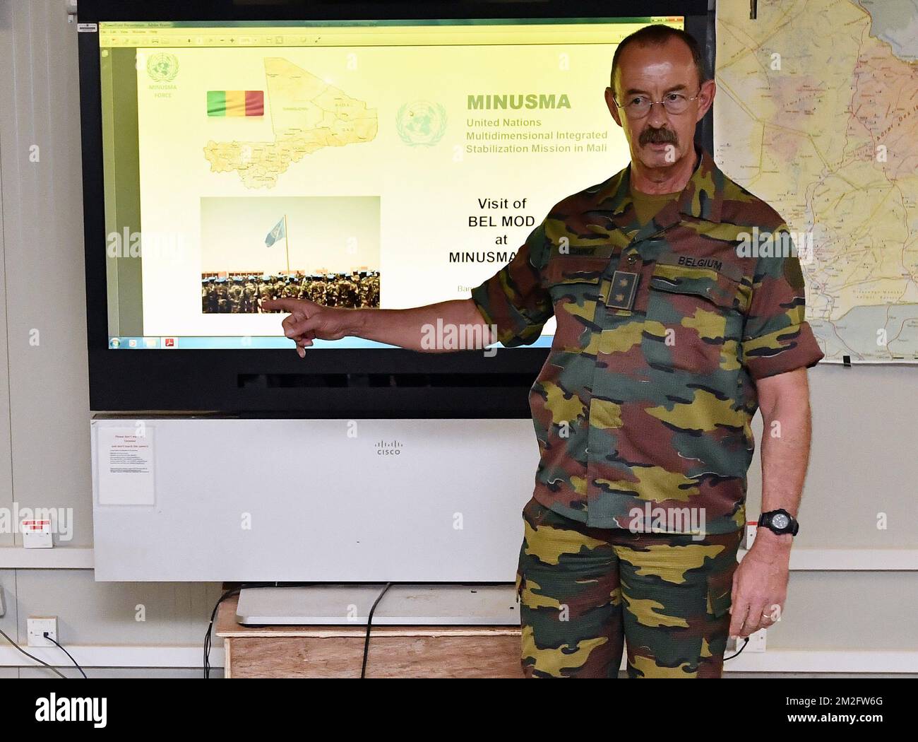 MINUSMA Force Commander Jean-Paul Deconinck pictured during a visit to ...