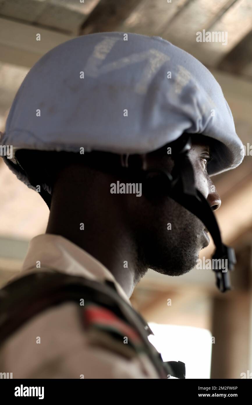 Illustration picture shows a soldier watching in the MOB Minusma kamp ...