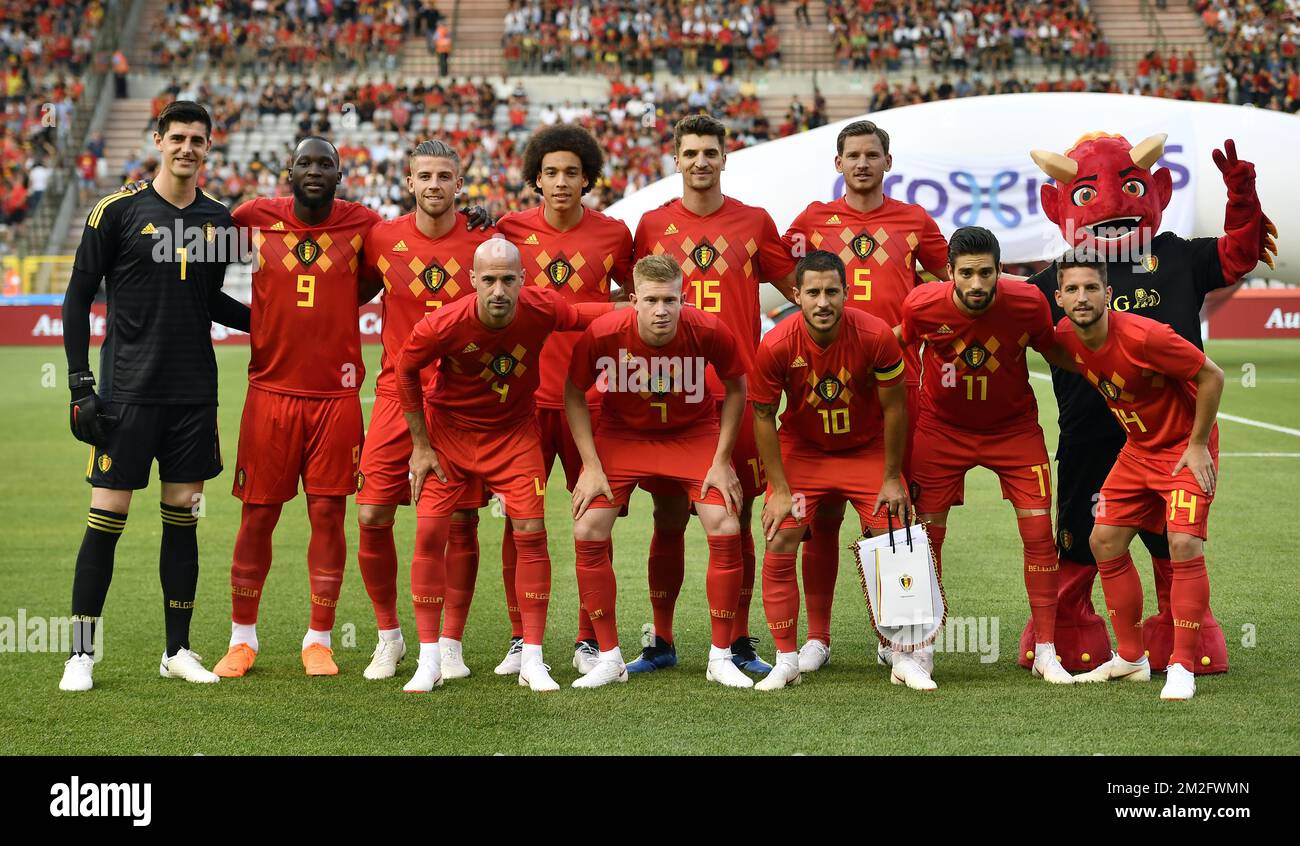 Belgium's players pose for a team picture at the start of a friendly ...