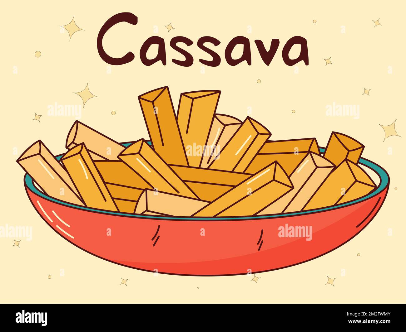 Brazilian traditional food. Cassava. Vector illustration in hand drawn ...
