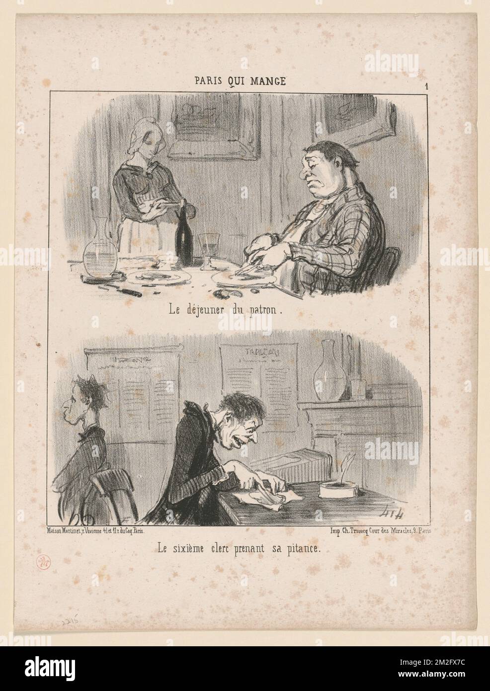 Le déjeuner du patron. Le sixième clerc.... Honoré Daumier (1808-1879 ...