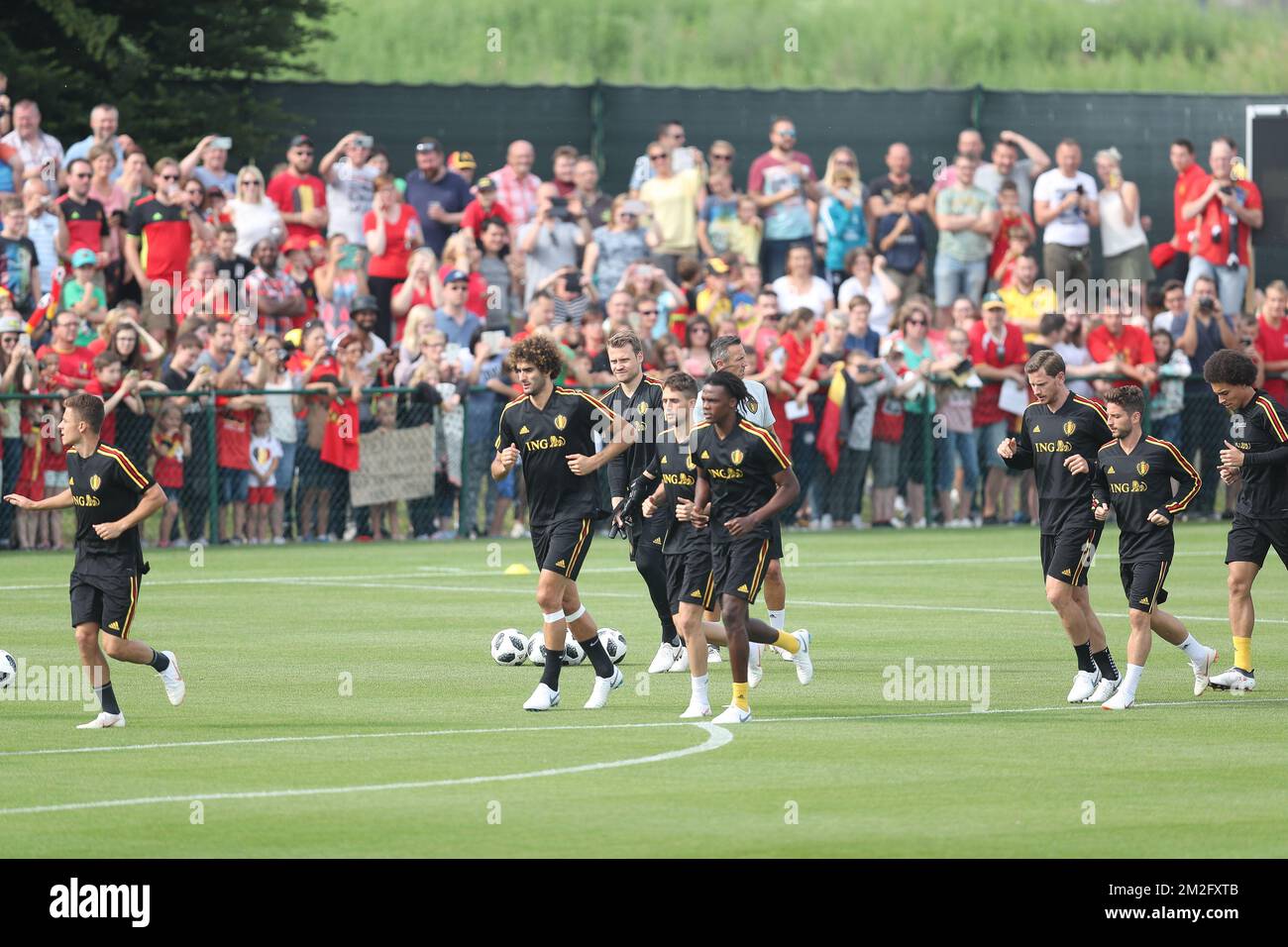 Belgium's players pictured during a training session of the Belgian ...