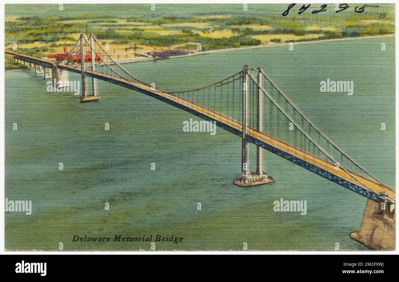 Delaware Memorial Bridge , Bridges, Rivers, Tichnor Brothers Collection ...