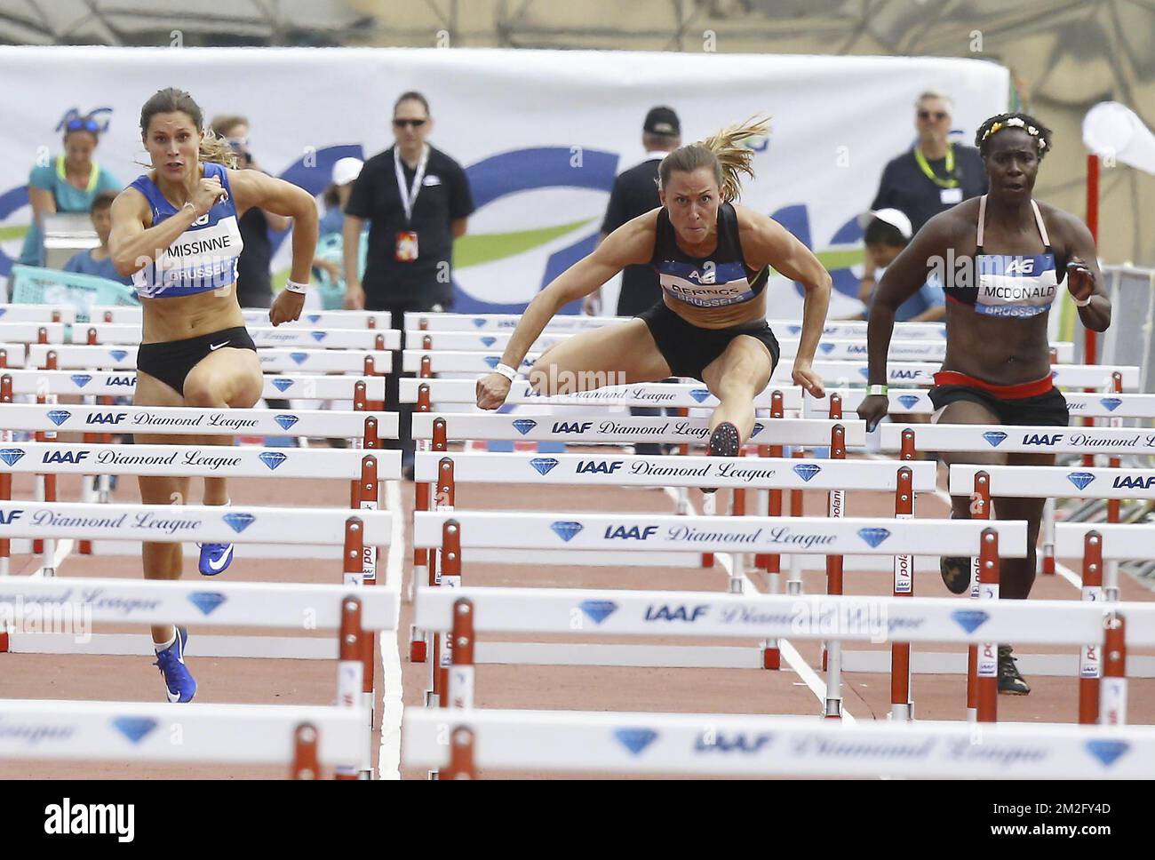 Belgian Eline Berings (C) pictured in action at the Urban Memorial ...
