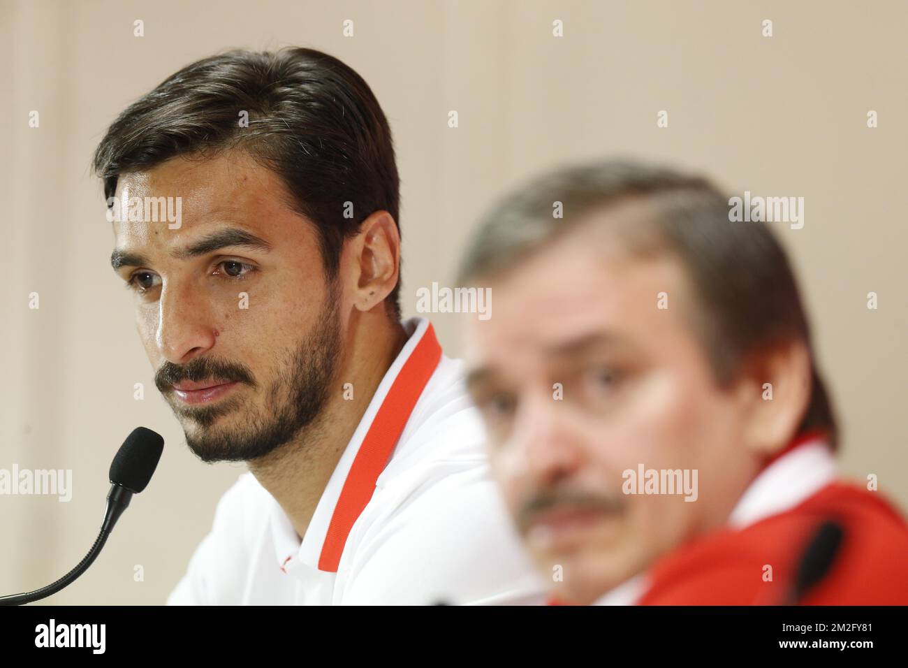 L-R, Bryan Ruiz and Oscar Antonio Ramirez pictured during a press ...