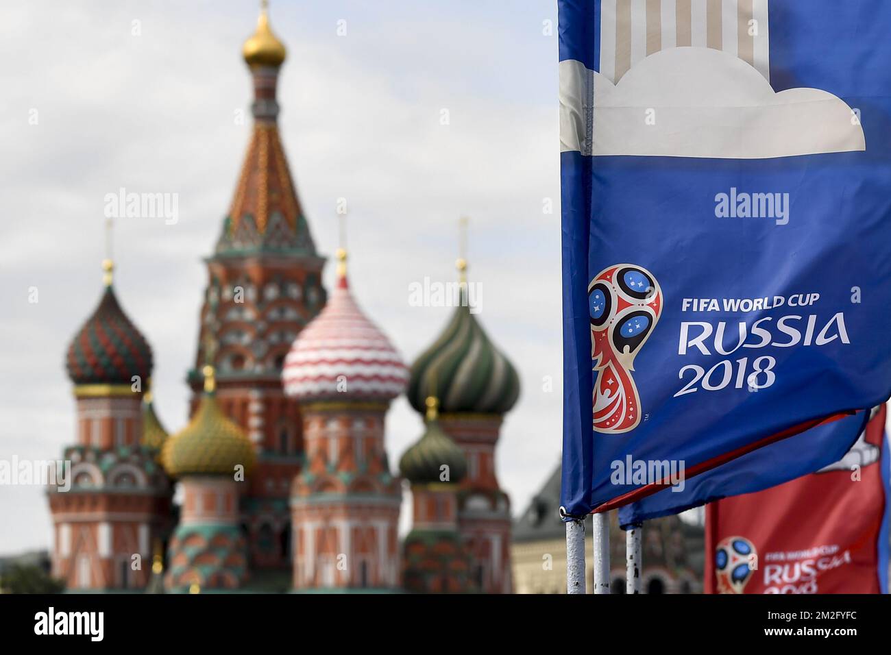 Illustration picture shows a flag and logo's of the Fifa World Cup ...