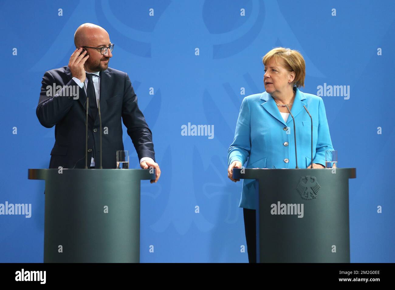 Belgian Prime Minister Charles Michel and Chancellor of Germany Angela ...