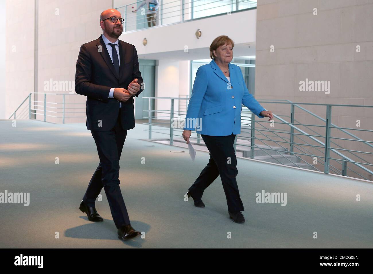 Belgian Prime Minister Charles Michel and Chancellor of Germany Angela ...