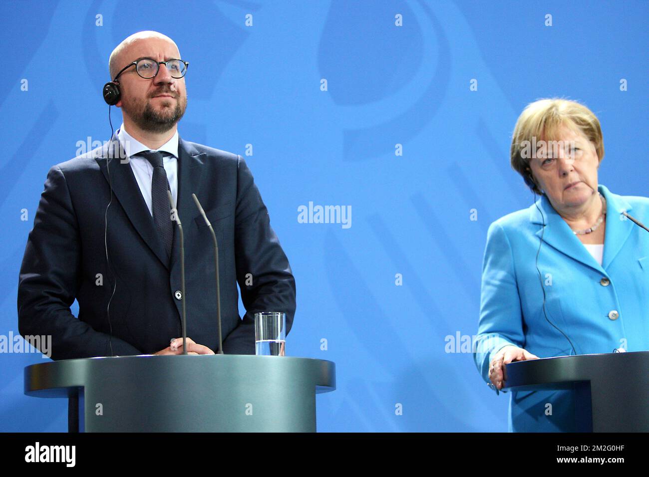 Belgian Prime Minister Charles Michel and Chancellor of Germany Angela ...