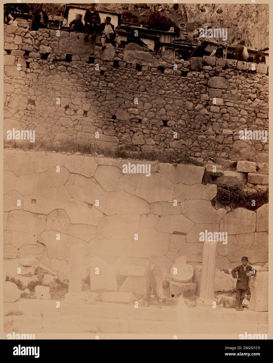 Delphi. Wall of Apollo's tomb [i.e. temple] , Archaeological sites ...