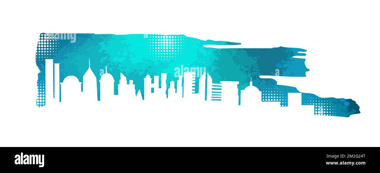 City and blue blots abstraction. Vector illustration Stock Vector Image ...