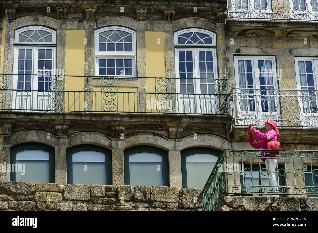 The nice Porto city, facade and balcony in the historical center of ...