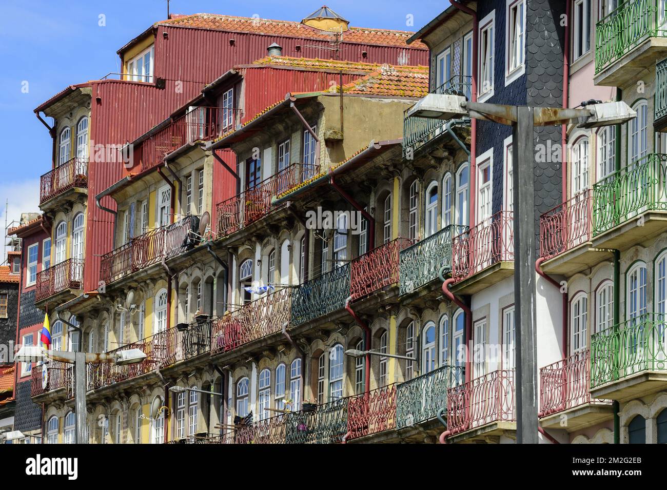 The nice Porto city, facade and balcony in the historical center of ...