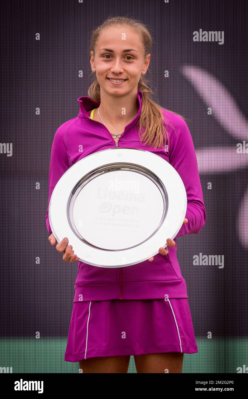 Serbian Aleksandra Krunic (WTA 22) celebrates with her trophy after ...
