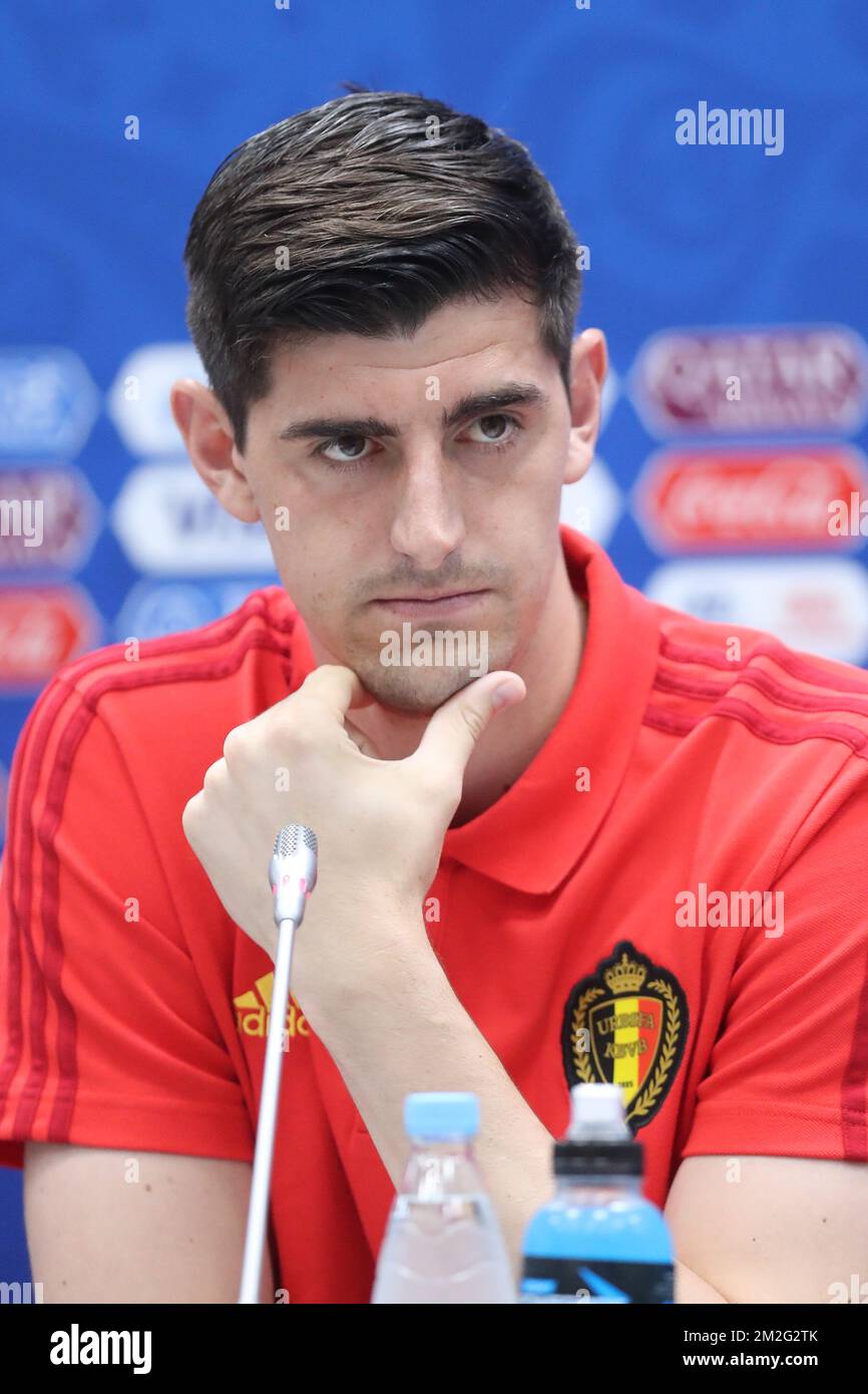 Belgium's goalkeeper Thibaut Courtois pictured during a press ...