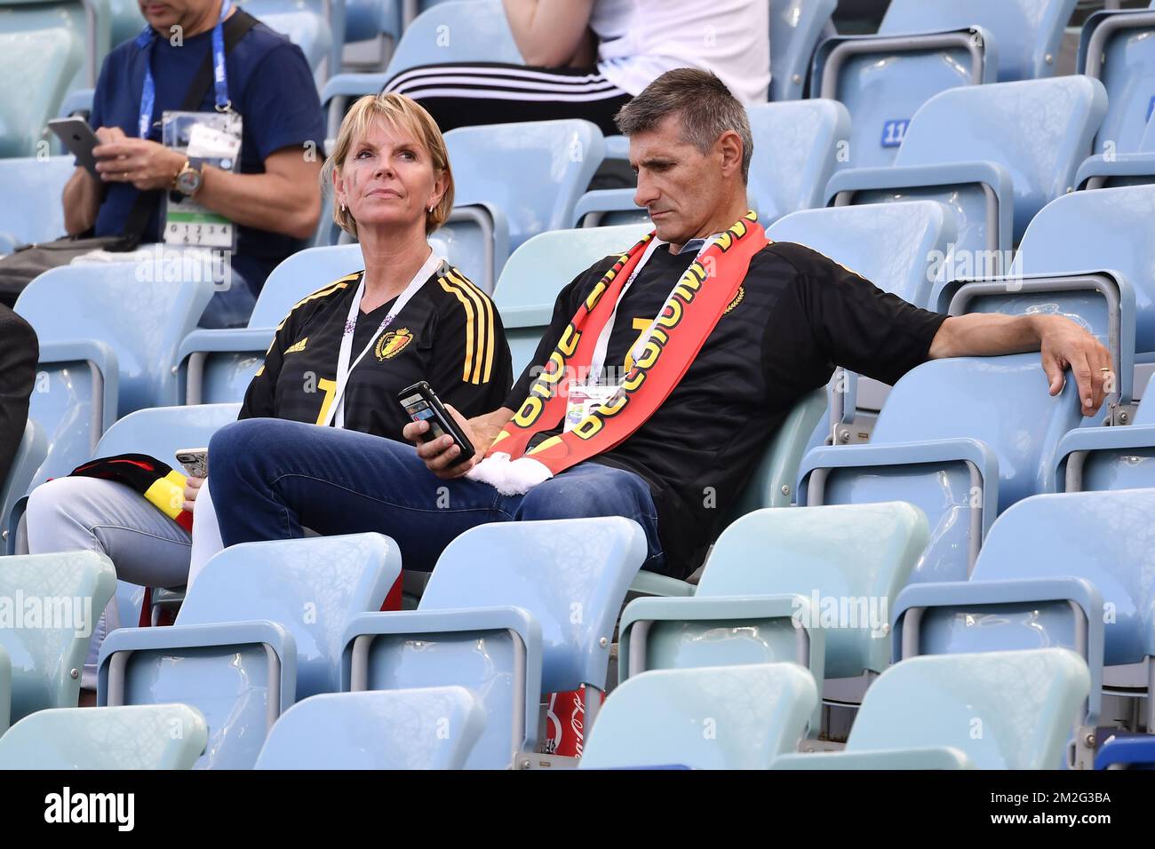 Belgium's goalkeeper Thibaut Courtois' parents Gitte and Thierry ...