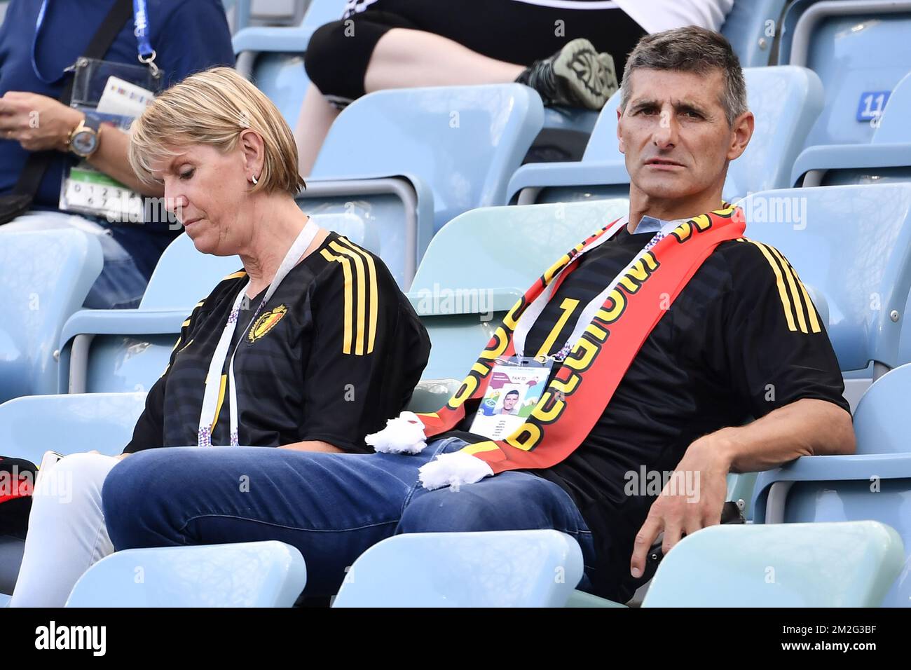 Belgium's goalkeeper Thibaut Courtois' parents Gitte and Thierry ...