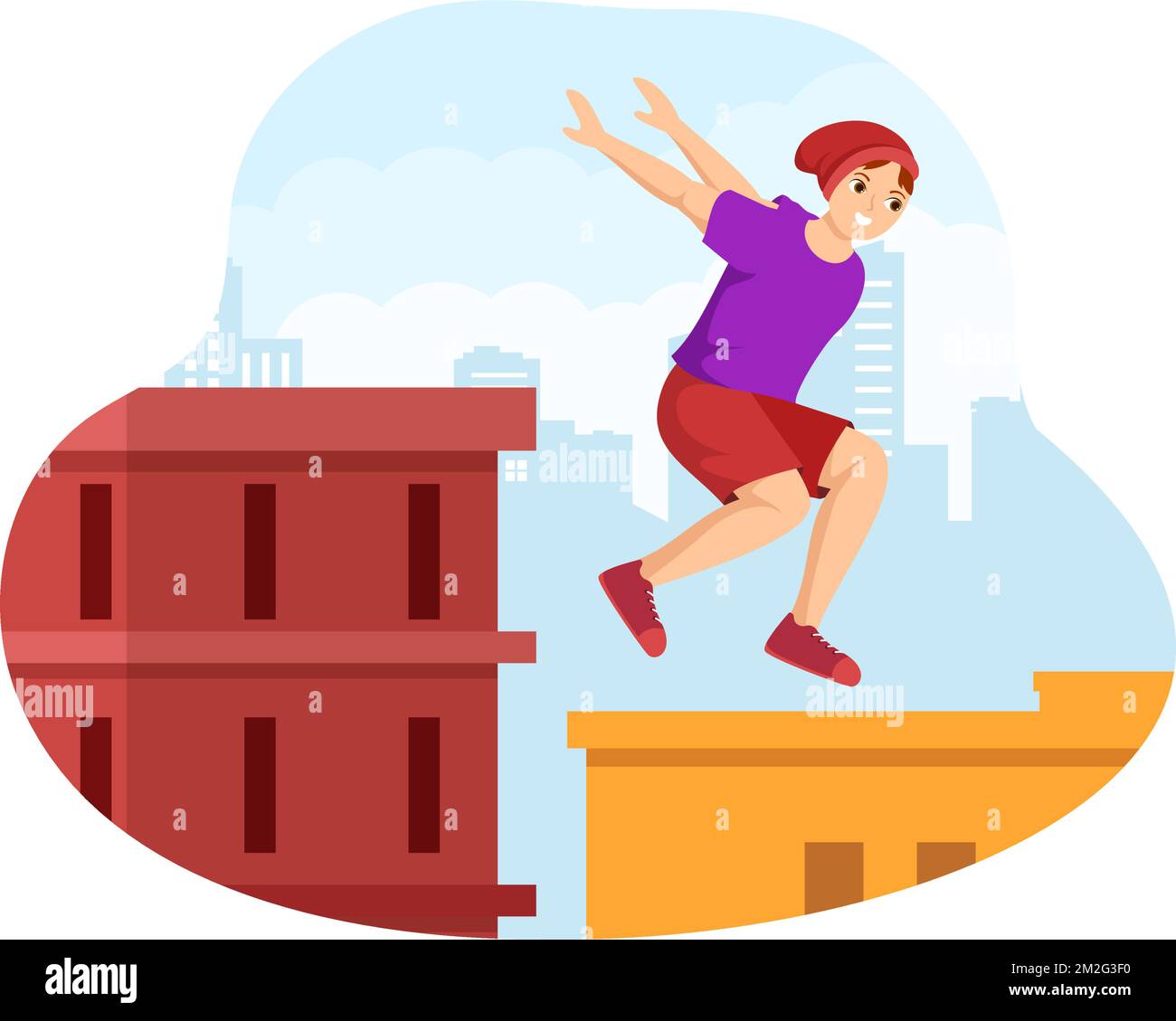 Jumping over buildings Stock Vector Images - Alamy