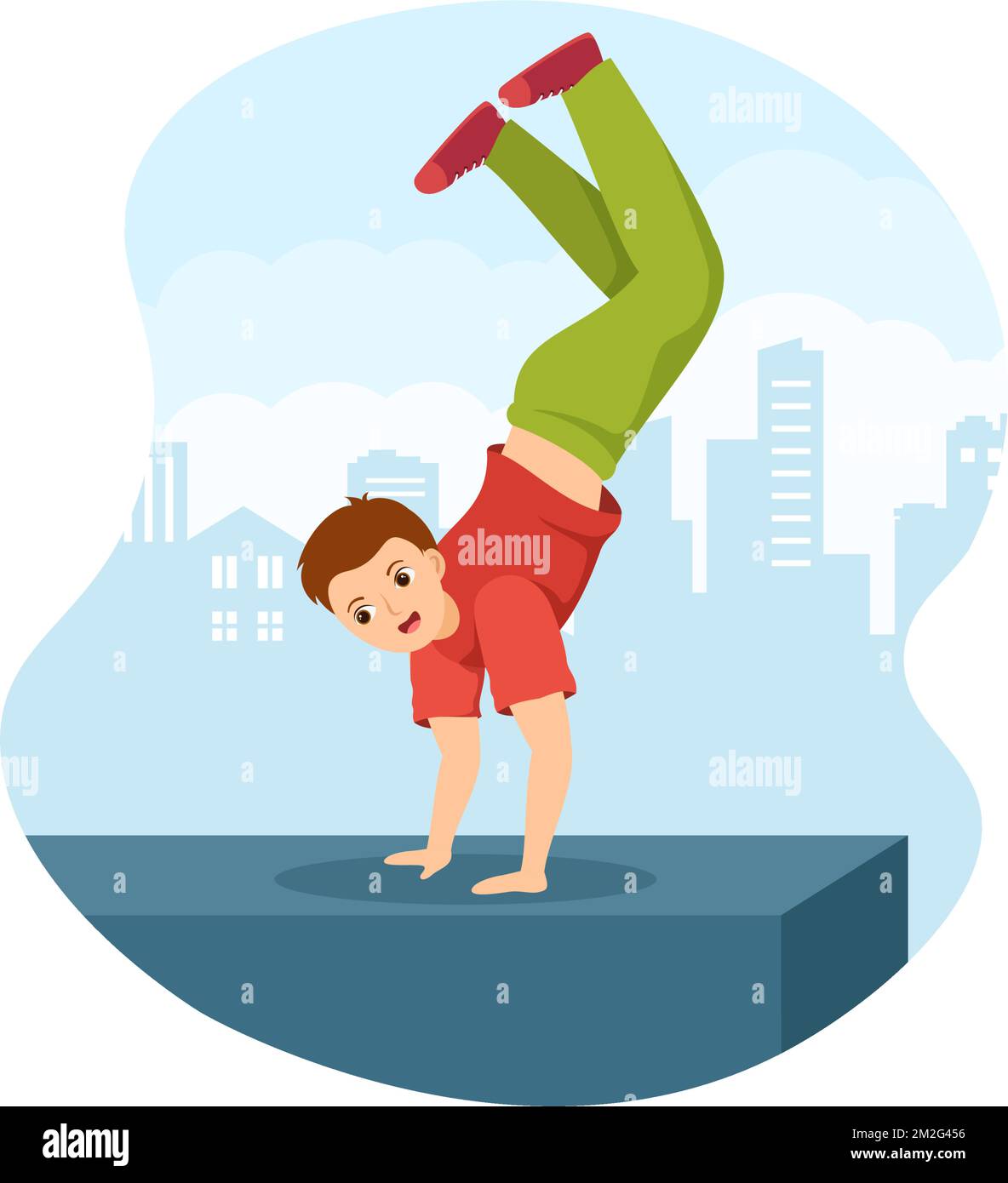 Parkour Sports with Young Men Jumping Over Walls and Barriers in City ...