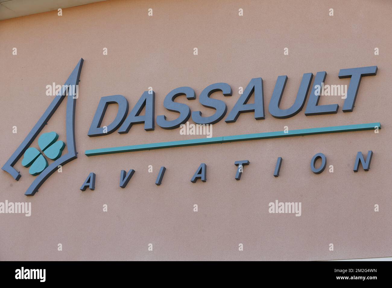 Illustration picture shows the Dassault Aviation logo, on during a ...