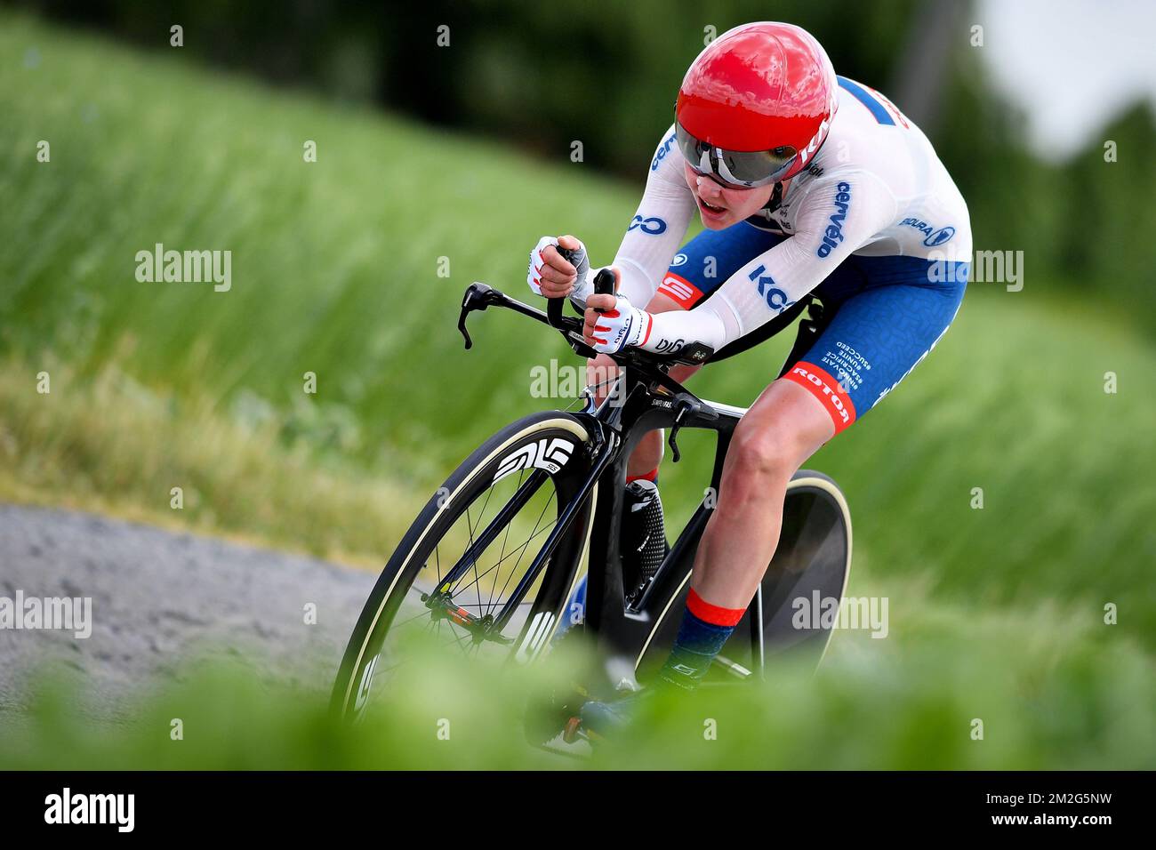 Belgian Ann-Sophie Duyck pictured in action during the women's elite ...