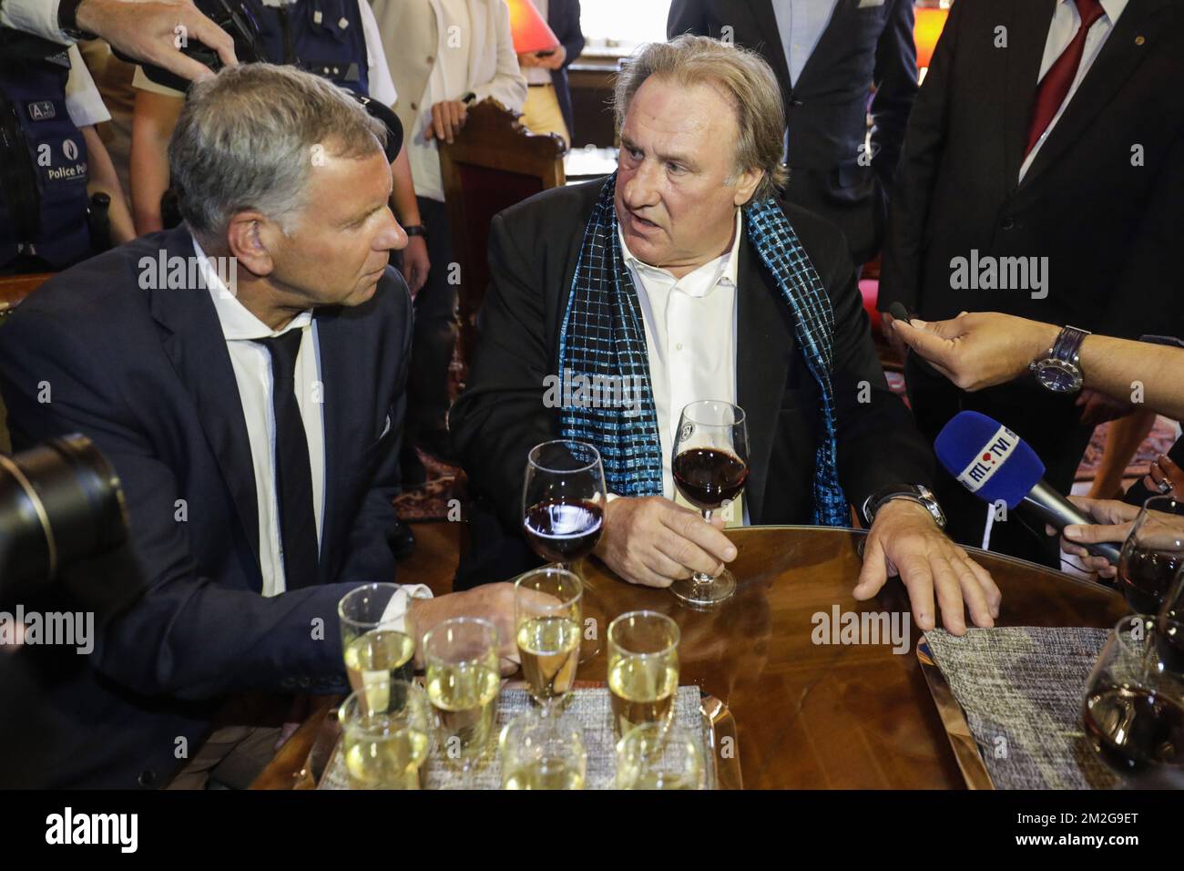 Brussels alderman Alain Courtois and French actor Gerard Depardieu ...