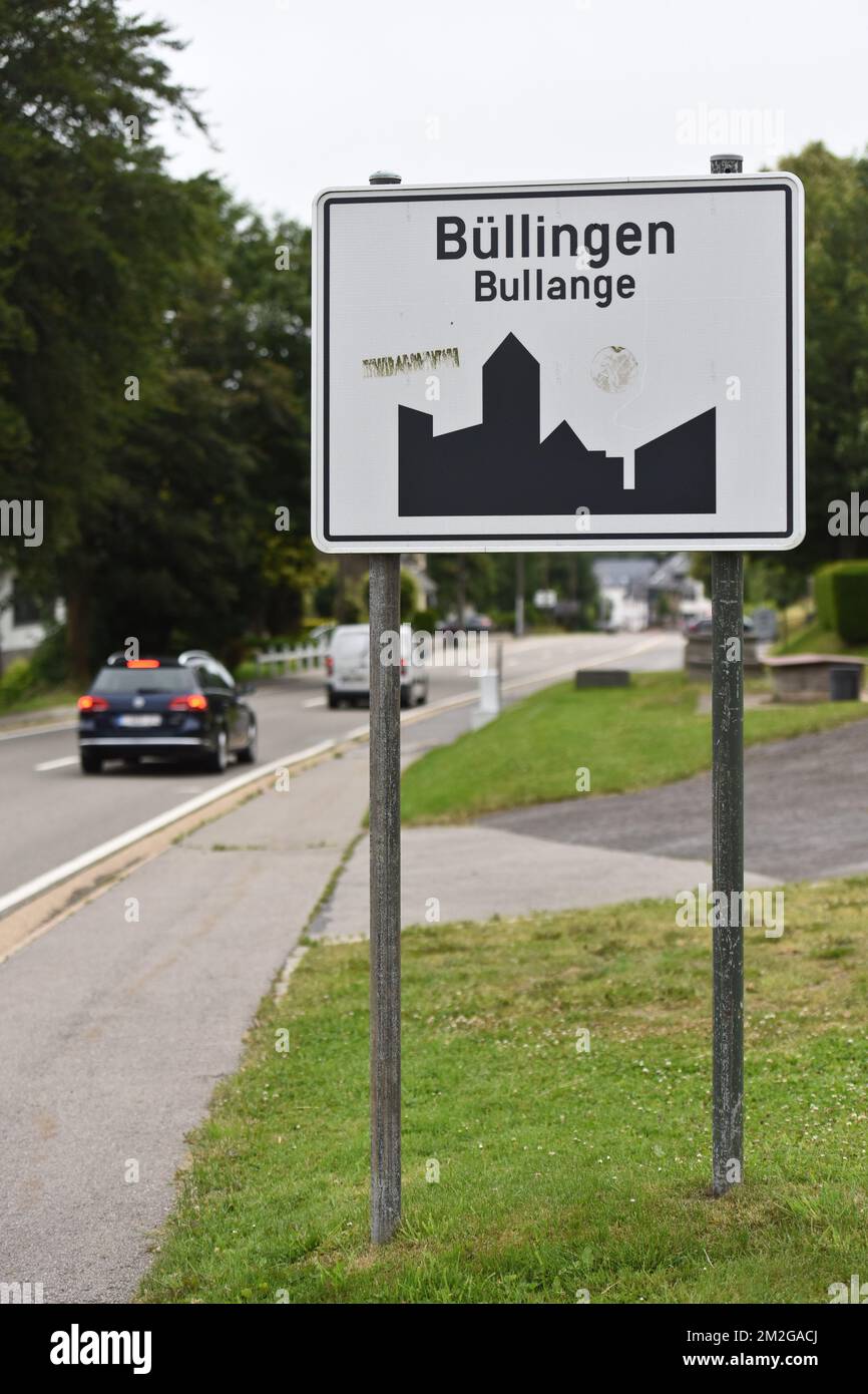 Illustration shows the name of the Bullingen - Bullange municipality on ...