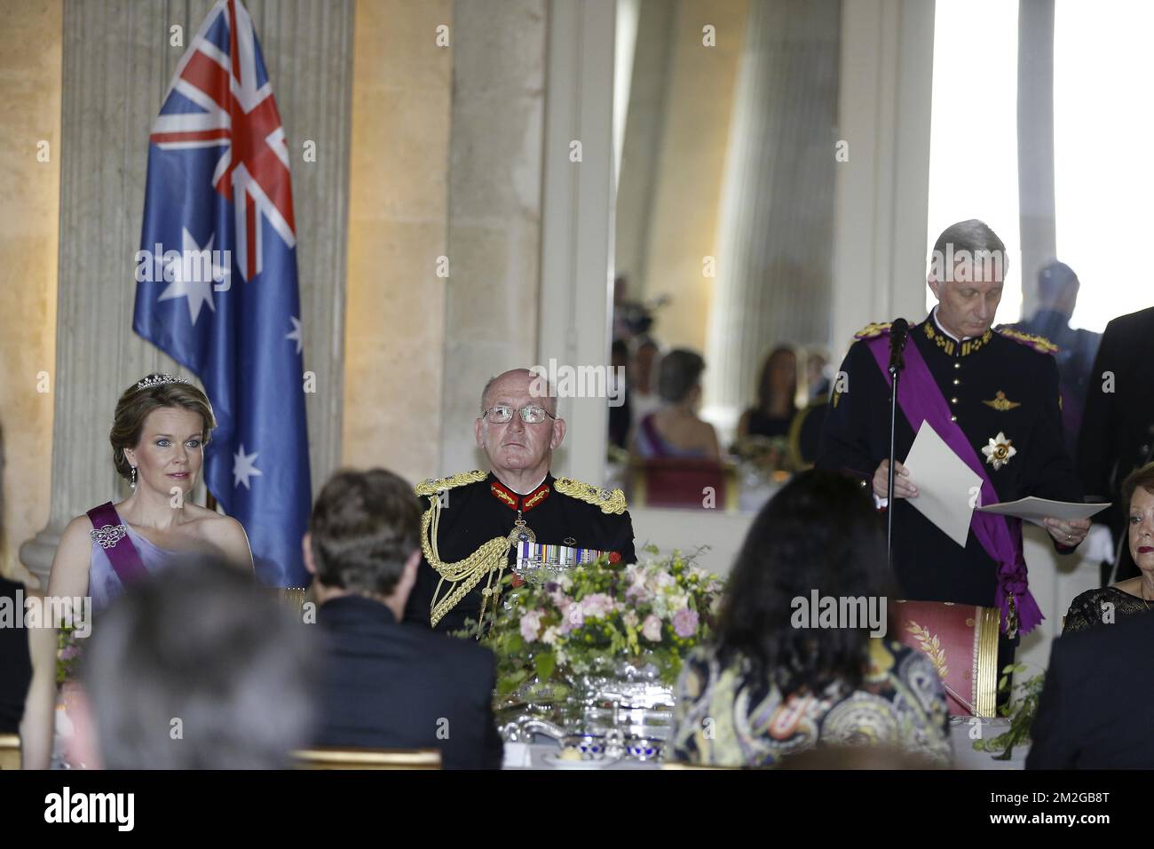 Queen Mathilde of Belgium, Australian Governor-General of Commonwealth Peter Cosgrove and King ...