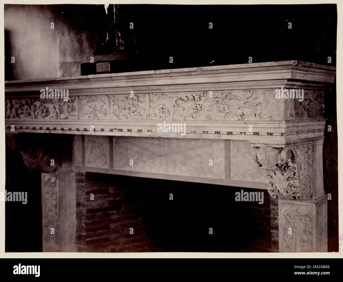 Detail of fireplace mantelpiece for Trustees Room , Public libraries ...